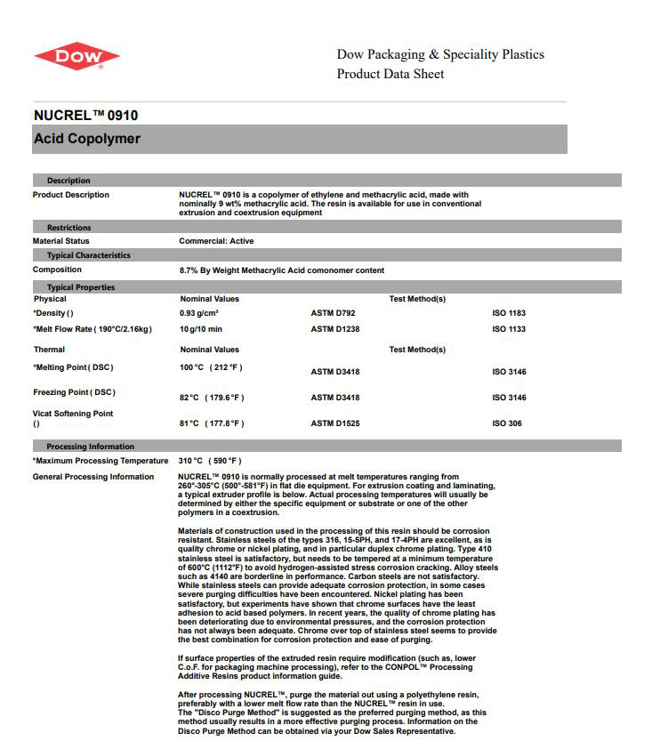 NUCREL™ 0910 EMAA Acid Copolymer