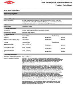 NUCREL™ 0910HS EMAA Ethylene Methacrylic Acid Copolymer